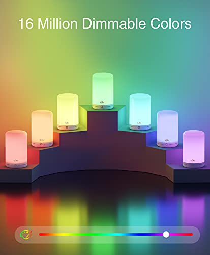 LB3 Smart Lamp, LED Bedside Touch Lamps Compatible with Alexa and Google Home, App Go_sund Control, RGB Color Changing Dimmable & Warm White Night Light for Bedroom, USB Powered