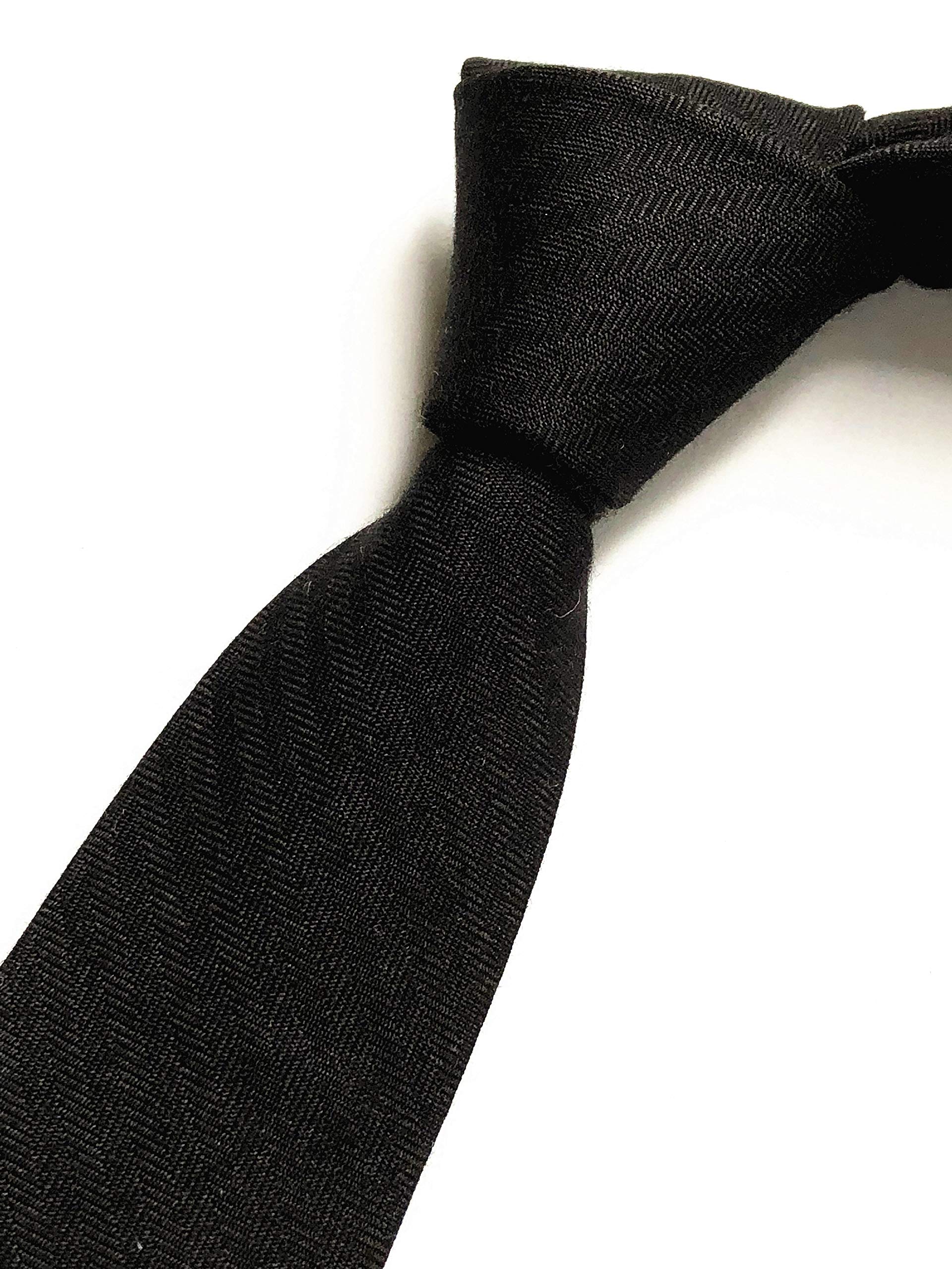 Ctskyte Men Skinny Black Silk Wool Ties Cotton Timeless Matte Texture Neckties for Groom