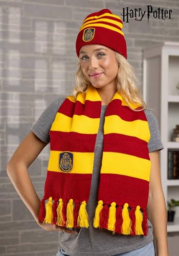 elope Harry Potter Hogwarts House Knit Hat and Scarf Set for Adults and Kids