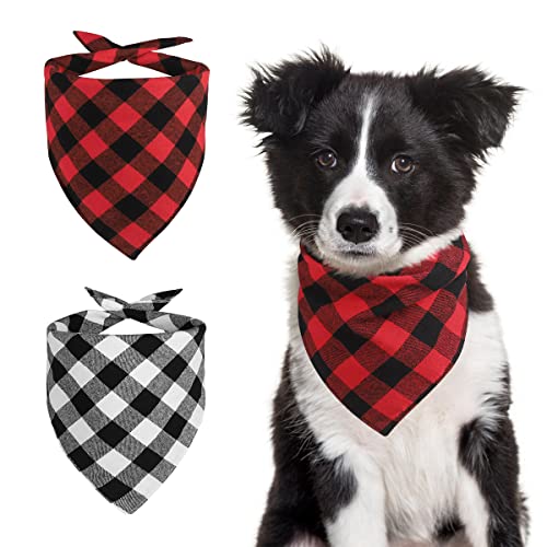 Kytely Christmas Dog Bandanas 2 Pack Winter Pet Dog Bandanas for Dogs Red White Small