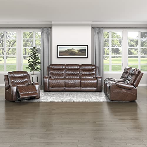 Lexicon Derringer Wall Hugger Power Double Reclining Loveseat, Brown