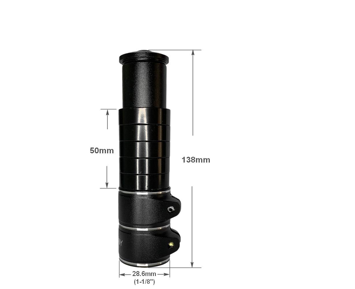 CYCBOY Bike Stem Riser Extender 138mm MTB Bicycle Handlebar Adapter Extension with 2 Hex Tool for 1-1/8'' Fork Road Bike, Mountain Bike, BMX, Fixie(Black)