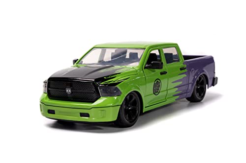 Marvel 1:24 Dodge Ram 1500 Die-Cast Car & 2.75" Incredible Hulk Figure, Toys for Kids and Adults