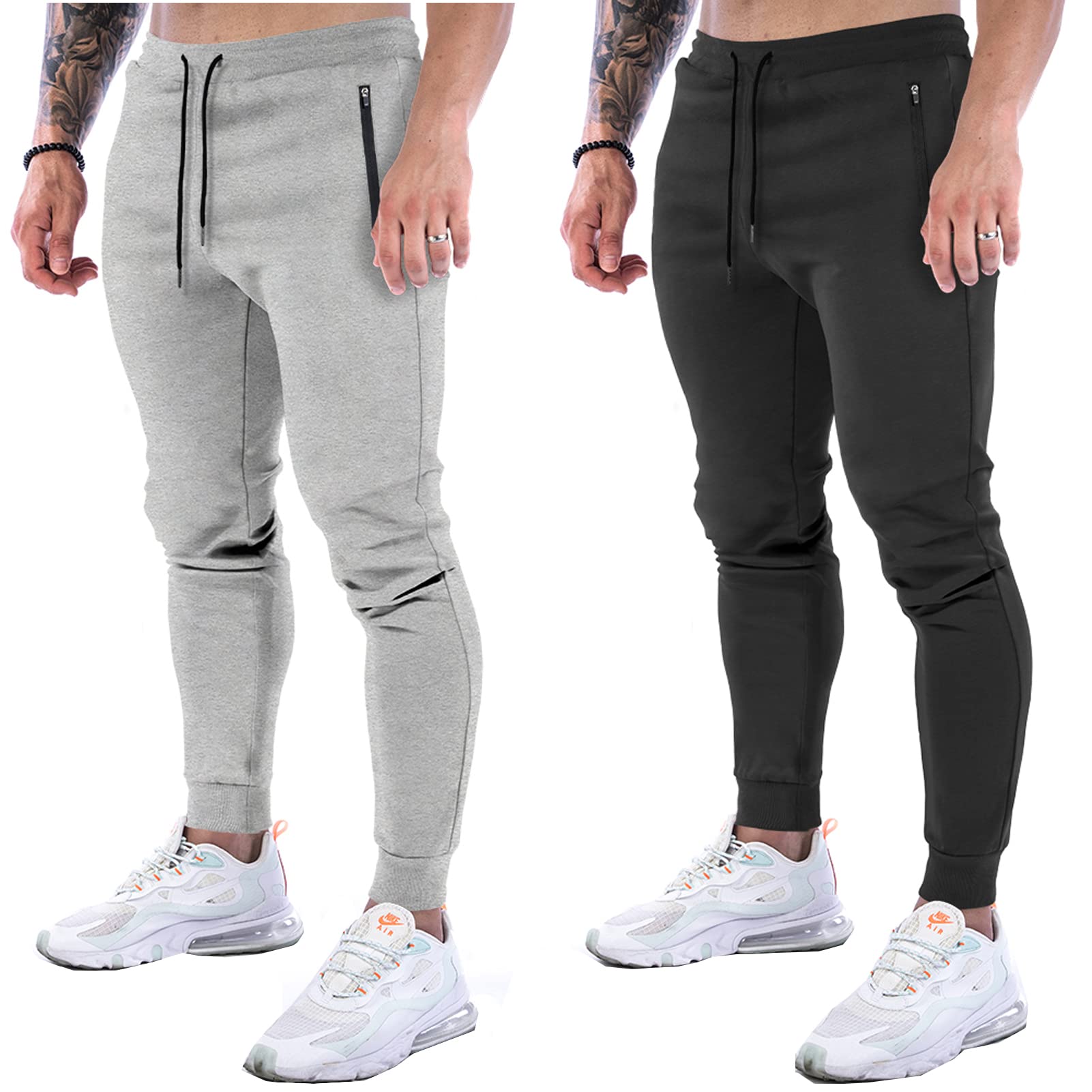 elselect Men's Active Jogger Pants Athletic Sweatpants Gym Workout Running Training Track Pant Sport Trousers Light Grey