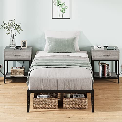 IDEALHOUSE 14 Inch Twin Metal Platform Bed Frame Heavy Duty Steel Slat No Box Spring Needed, Easy Assembly, Noise Free, Black (Twin)