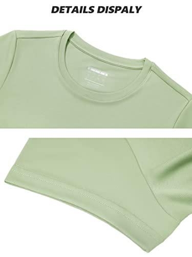 TACVASEN Women's Rash Guard UPF 50+ Hiking Running Outdoor Short Sleeve Summer Solid Workout Shirts, Light Green, M