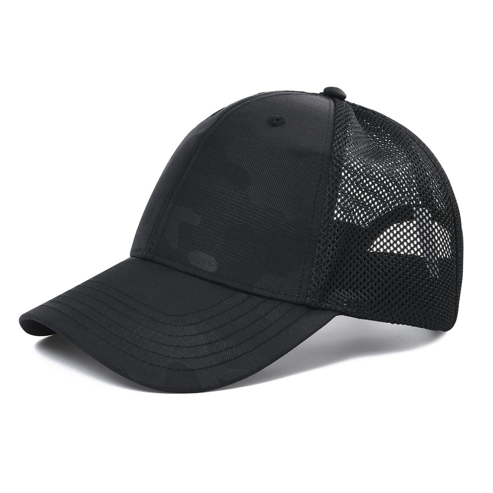FEINION Quick Dry Baseball Hat Outdoor Ball Cap Adjustable Dad Hat Sports Caps for Men (Camouflage Black/Mesh)
