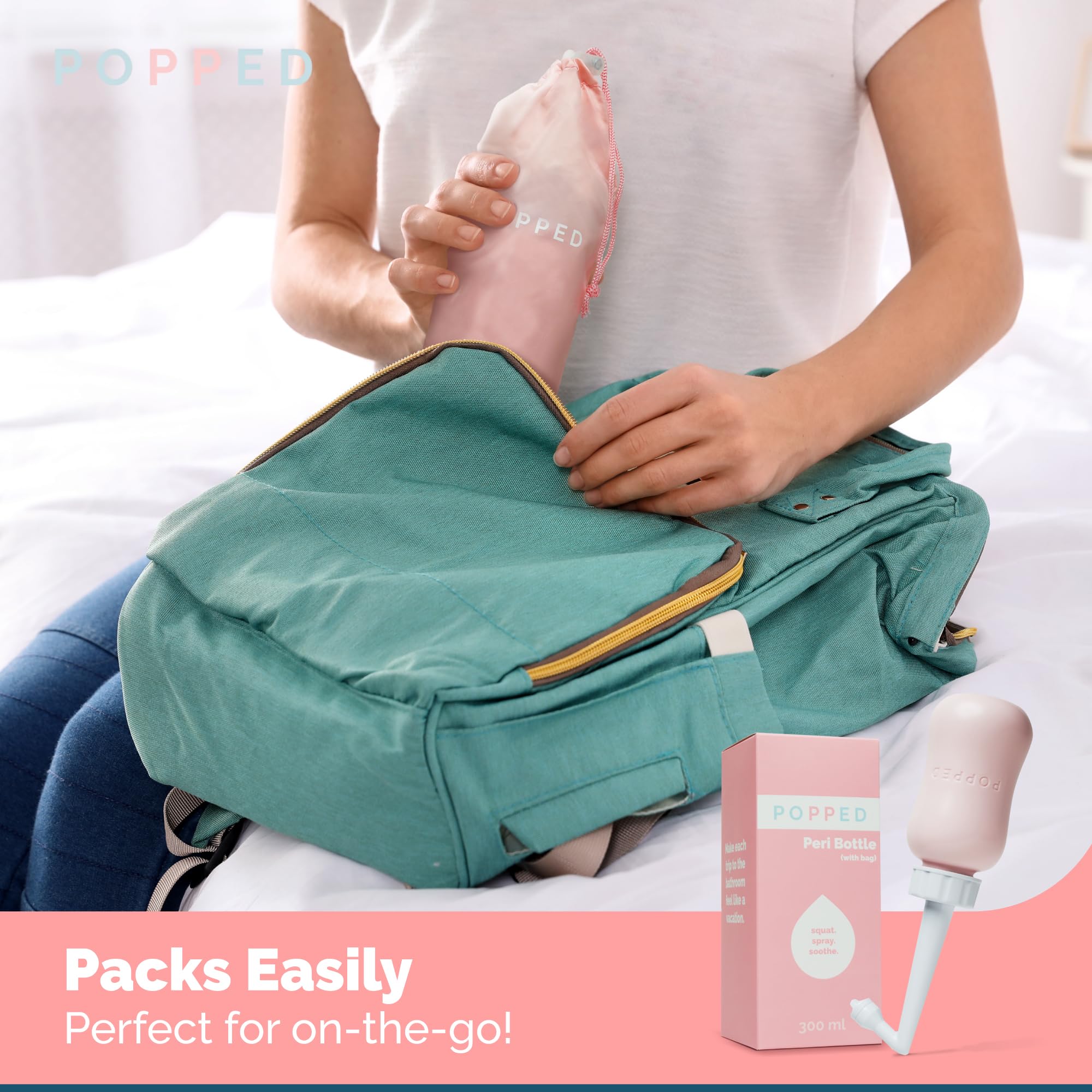 Popped Peri Bottle for Postpartum Care | Portable Bidet | Spray Bottle for Pain Relief, Tears, and Hemorrhoids After Birth | Postpartum Essential (Pink, 10 oz)