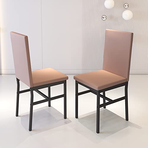 UFINEGO 5-Piece Kitchen Table Set with Imitation Faux Marble Top and Faux Leather Upholstery Chairs Elegant and Versatile 5-Piece Dining Set for Kitchen