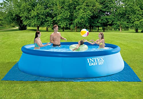 Intex 26175EH Easy Set 18 Feet by 48 Inch Round Inflatable Outdoor Backyard Above Ground Swimming Pool Set with Cover, Ladder, and Filter, Blue