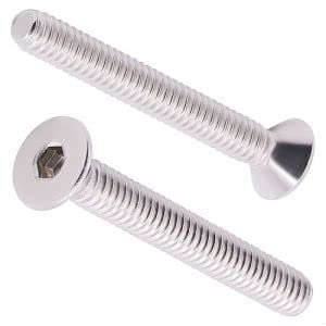 M4-0.7 x 30mm (60 pcs) Flat Socket Cap Screws, 304 Stainless Steel 18/8, Full Thread, Countersunk Head, Connections Bolts, DIN7991