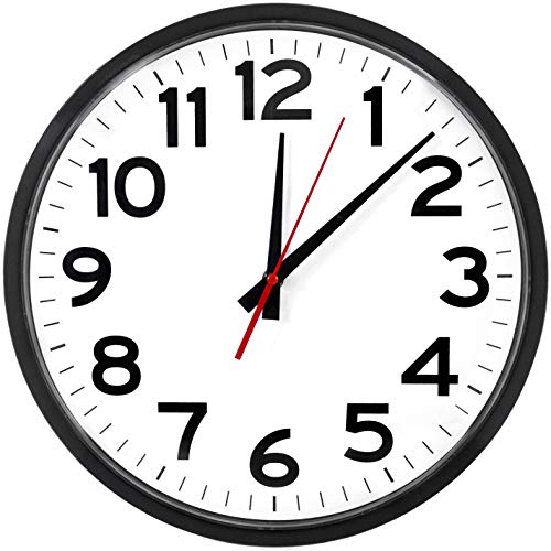 The Ultimate Wall Clock - 14" Atomic, Black, Easy to Read, Perfect for Home, Office, School, Indoor / Outdoor