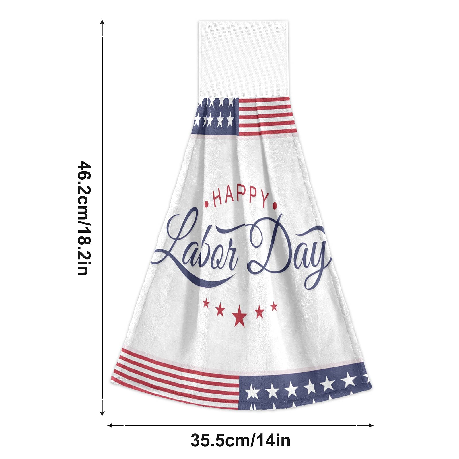 Happy Labor Day Kitchen Hanging Towel 12 x 17 Inch USA Stars Flag Bath Hand Tie Towels Set 2 Pcs Tea Bar Dish Cloths Dry Towel Soft Absorbent Thin Durable for Bathroom Laundry Room Decor