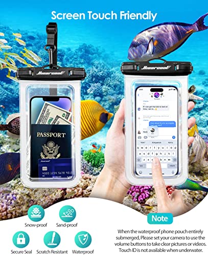 Hiearcool Universal Waterproof Phone Pouch, Waterproof Phone Case Compatible for iPhone 14 13 12 11 Pro Max XS Plus Samsung Galaxy S22 Cellphone Up to 7.2", IPX8 Cellphone Dry Bag for Vacation-4 Pack
