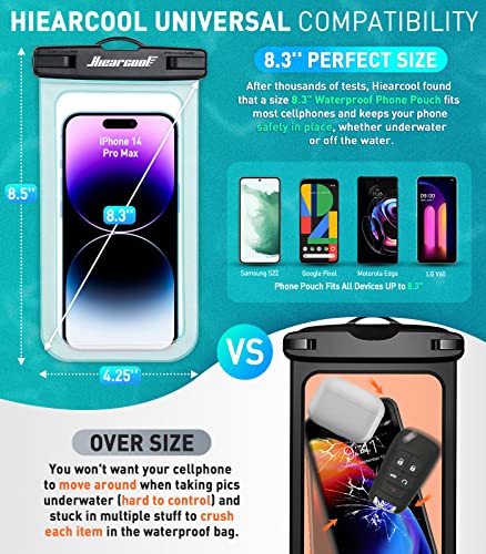 Hiearcool Universal Waterproof Phone Pouch, Waterproof Phone Case Compatible for Cellphone Up to 7.2", IPX8 Cellphone Dry Bag for Vacation-6 Pack