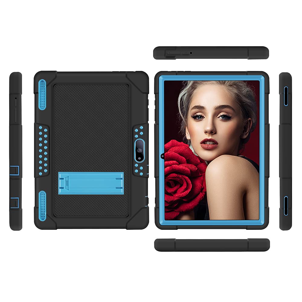 FIEWESEY for Pritom M10 Inch Case, Heavy-Duty Drop-Proof Shock-Resistant Kids Friendly Protective case for QuntiCO Y10/Voger priorpad X100/Digiland Tablet DL1036/Gateway 10.1 HD Tablet(Black/Blue)