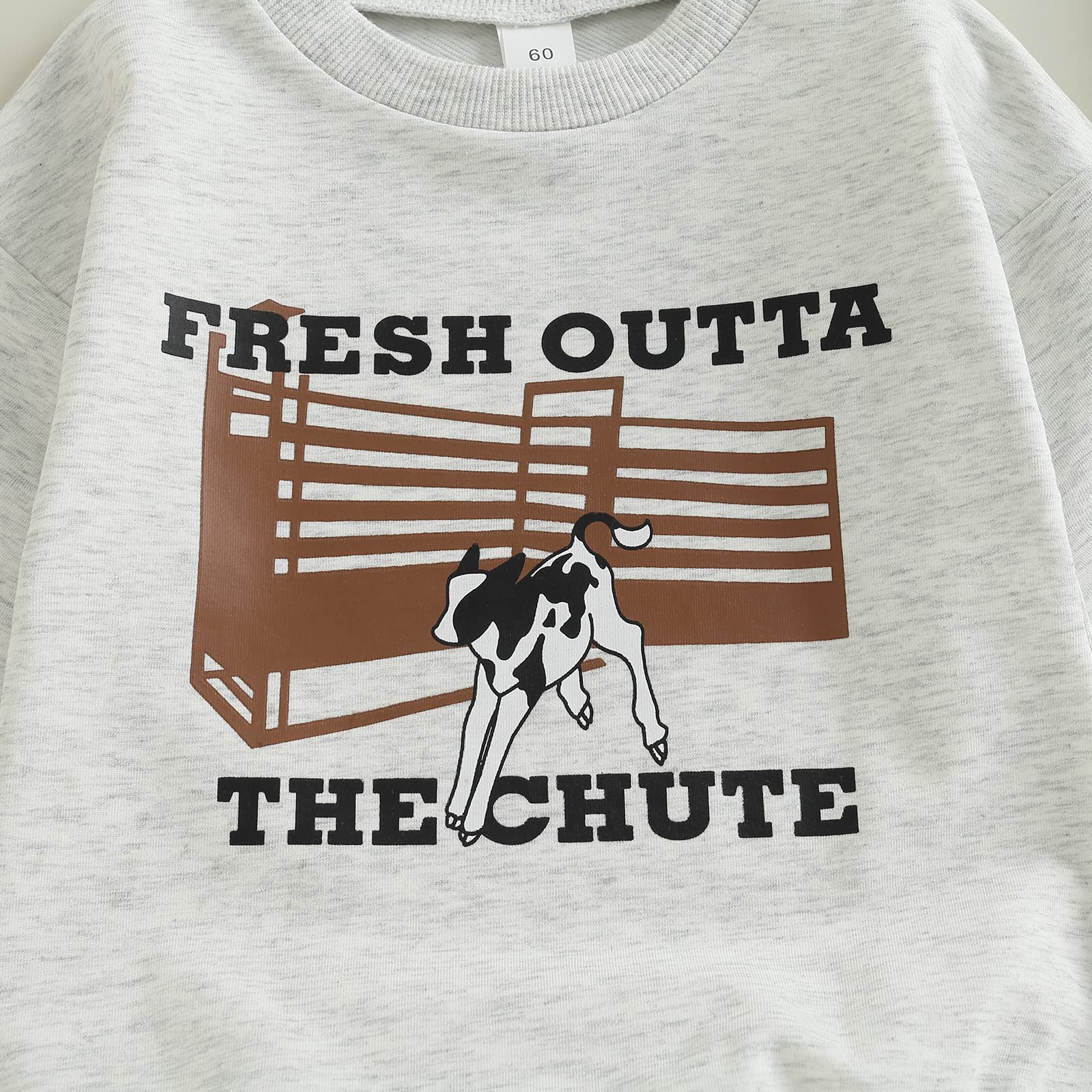 Hnyenmcko Western Baby Boy Girls Clothes Newborn Infant Cow Print Sweatshirt Romper Oversized Long Sleeve Bodysuit Fall Outfit (A-Gray, 0-3 Months)