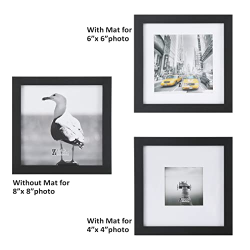 UMICAL 5x7 Picture Frame bundle with 8x8 Picture Frames Set of 2 Display 6x6 or 4x4 Pictures with Mat