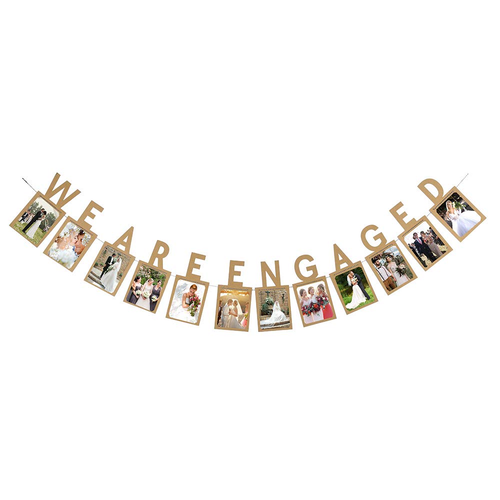 We are Engaged Banner, Funny Kraft Paper Decors for Engagement/Wedding/Bridal Shower/Bachelorette Party Photograph Booth Props Supplies