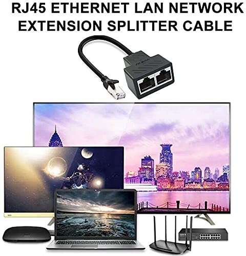 Snlrntin Ethernet Splitter Cable RJ45 Network Adapter, 1 Male to 2 Female LAN Internet Cable Adapter, Suitable Super Cat5, Cat5e, Cat6, Cat7