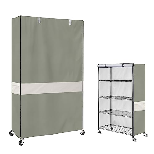 SoloToo Shelf Cover - Heavy Duty Waterproof Shelves Cover,Storage Shelving Unit Cover,Fits 48" W x 18" D x 72" H Storage Rack (Grayish Green)