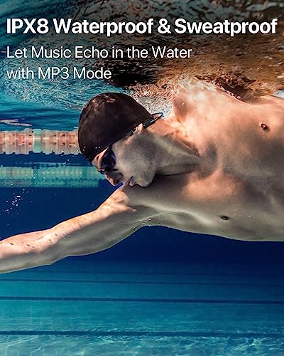 HIFI WALKER Bone Conduction Headphones IPX8 Waterproof MP3 Player for Swimming, Underwater Music Player 32GB, Open-Ear Wireless Bluetooth 5.3 Earbuds with Mic for Running, Cycling, Swimming