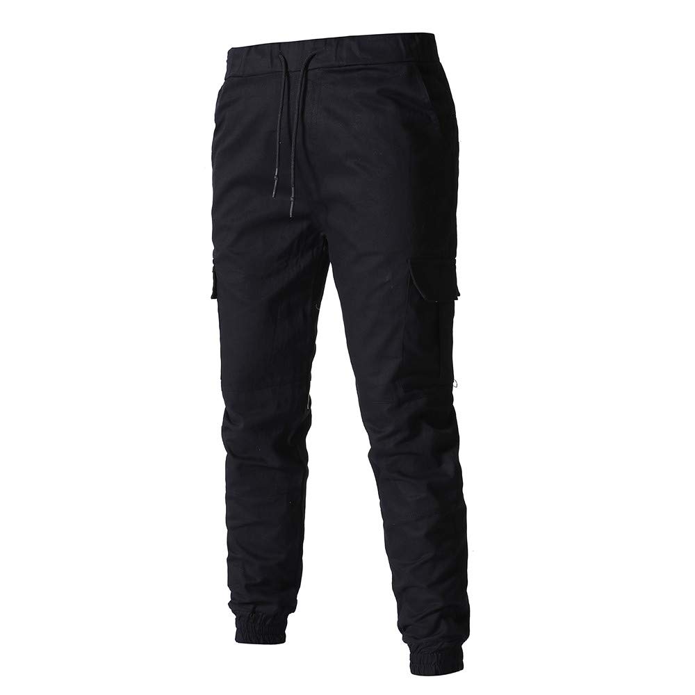 Fashion Sport Pants, Mens Hip Hop Joggers Pants Casual Athletic Running Track Drawstring Sweatpants Trousers (Black, M)
