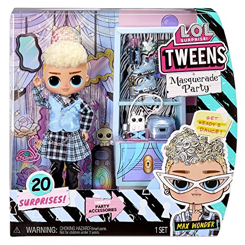 L.O.L. Surprise! Tweens Masquerade Party Max Wonder Fashion Doll with 20 Surprises Including Accessories & Blue Rebel Outfits, Holiday Toy Playset, Great Gift for Kids Girls Boys Ages 4 5 6+ Years
