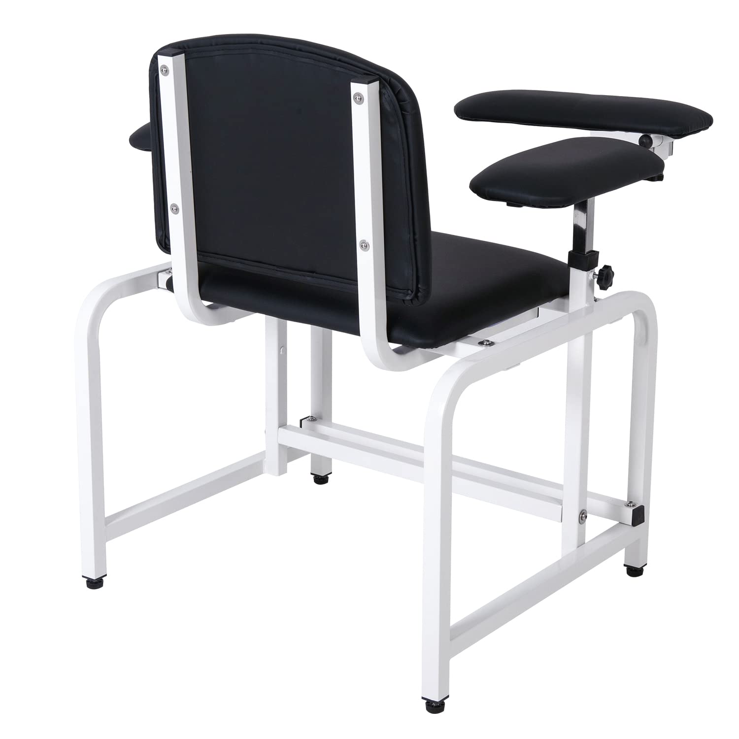 COOLWAVE Comfortable Padded Phlebotomy Chair with Arms, Blood Drawing Chair with Adjustable Armrest, Lab Chair for Drawing Blood (Black) (Left)