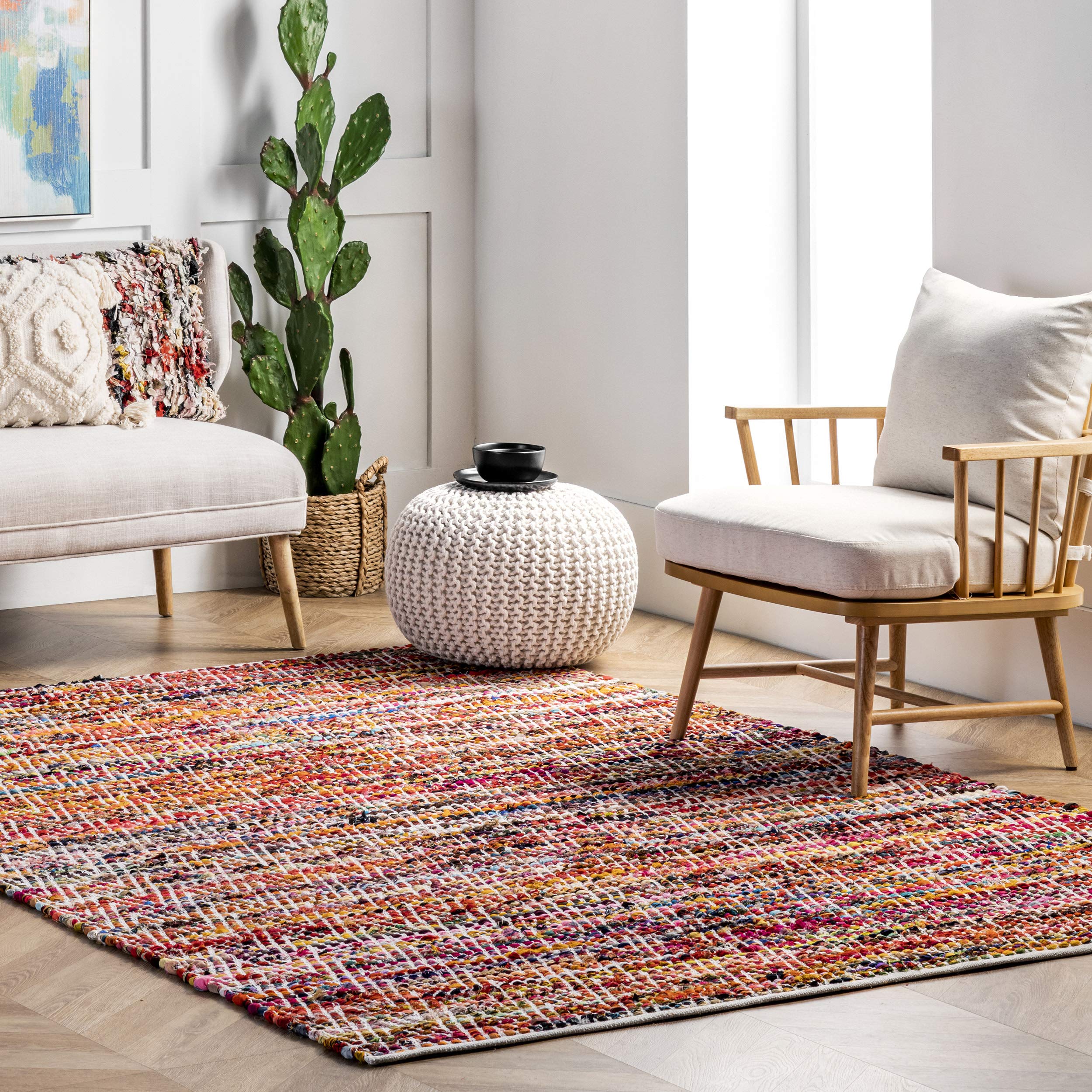 nuLOOM Rochell Hand Woven Chevron Area Rug, 3x5, Magenta