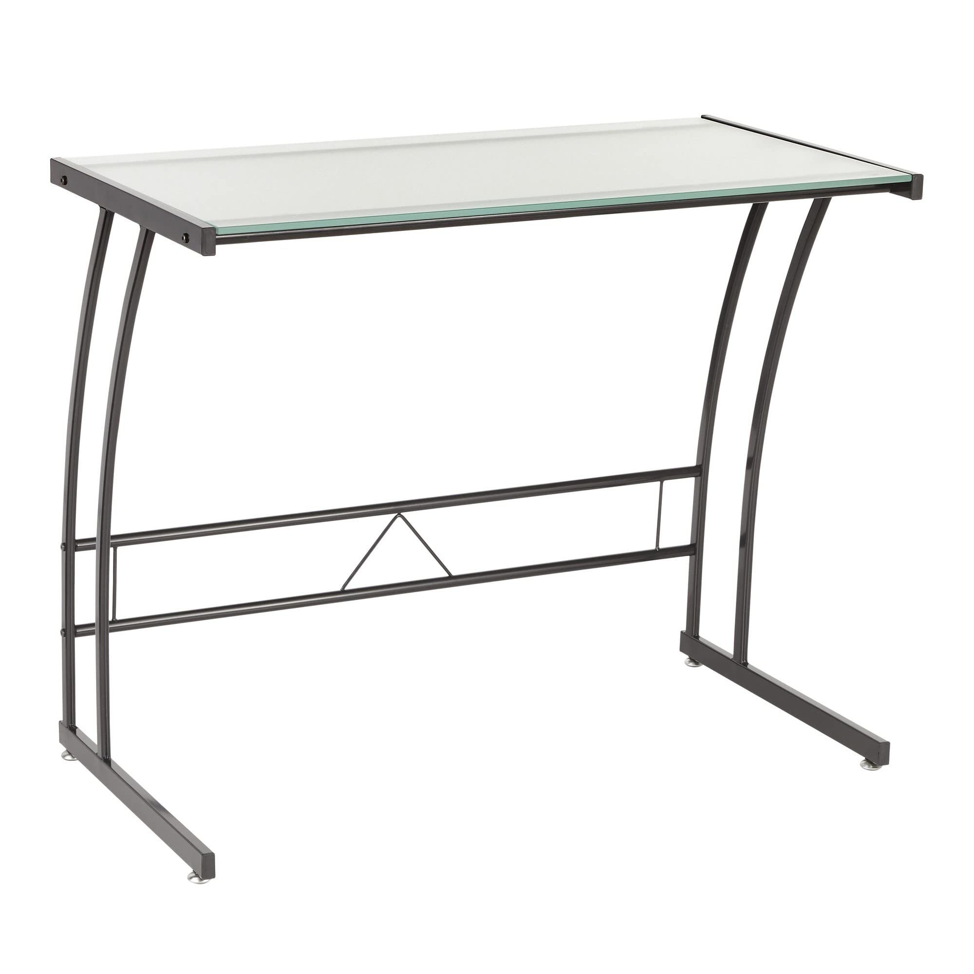 LumiSource Single Bit Computer Desk, Home Office Desk, Black Desk, Glass Desk, Small Desk for Bedroom, Gaming Desk, Contemporary Desk