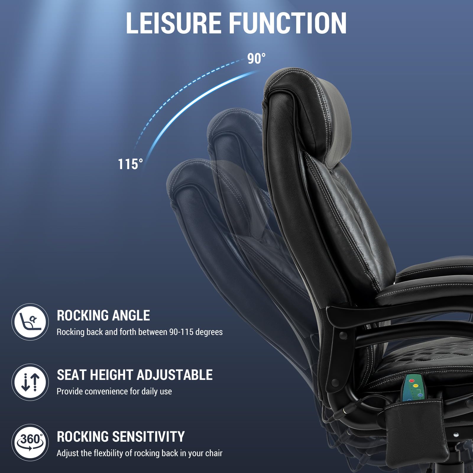 Duoku Massage Office Chair - Back Vibration Massage, Big and Tall Executive Desk Chair for Heavy People, High Back Computer Chair Wide Spring Seat, Strong Metal Base Quiet Wheels