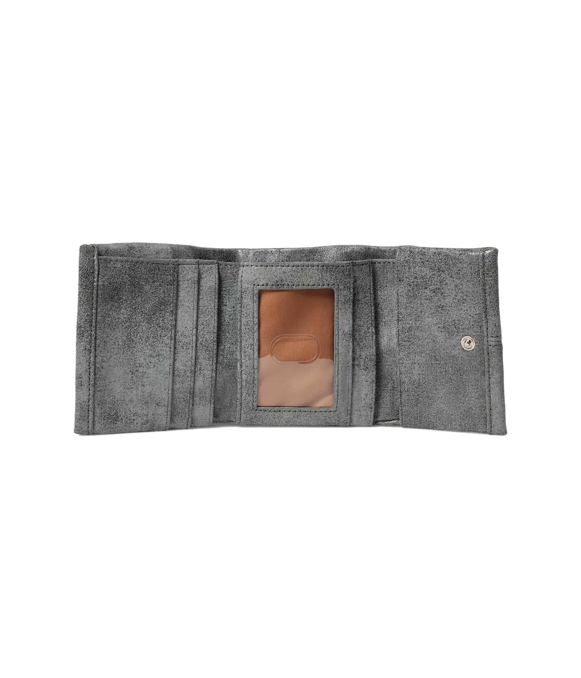 HOBO Keen Mini Trifold Wallet For Women - Leather Construction With Cotton Lining and Multiple Card Slots, Stylish and Convenient Wallet Grey One Size One Size