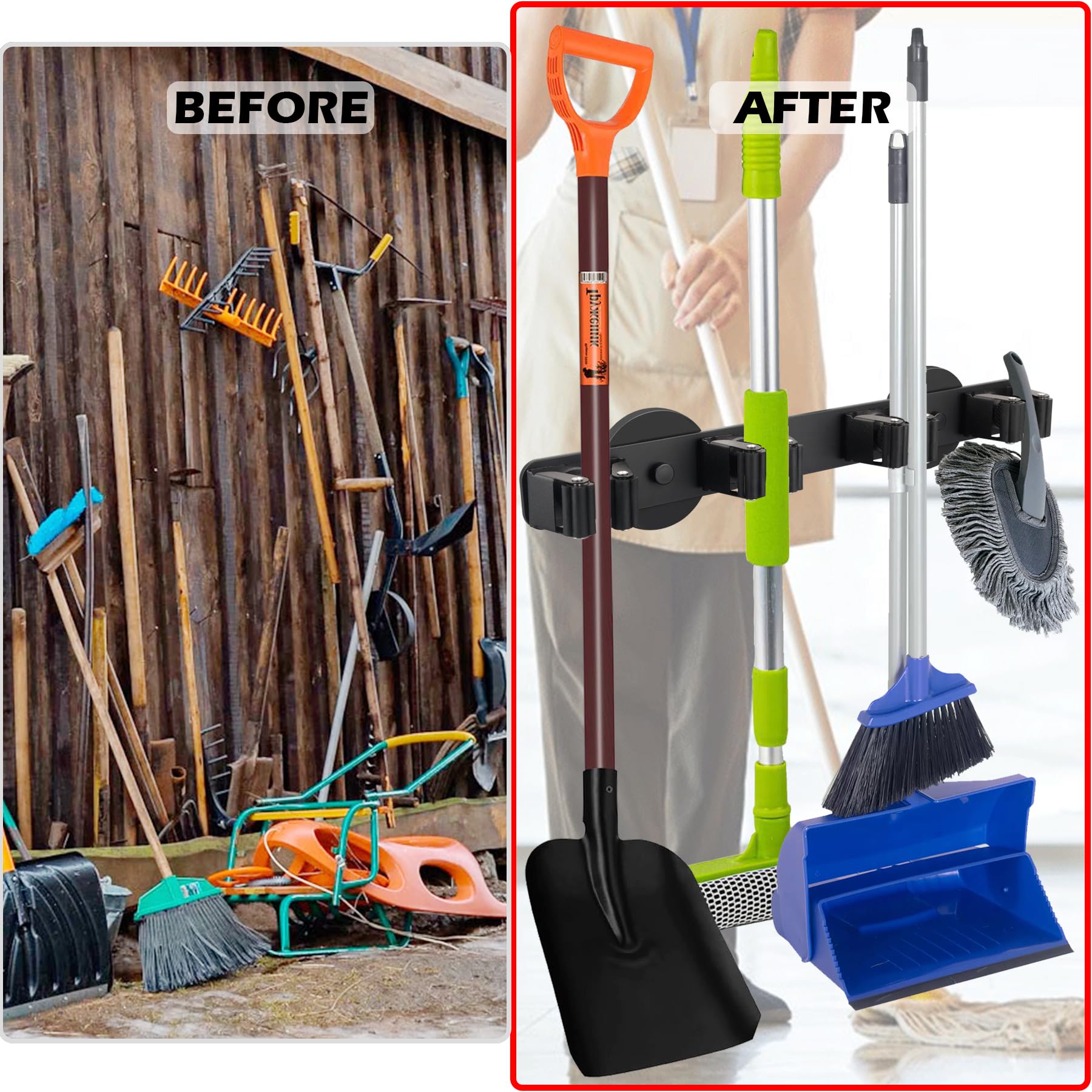 UNUSFIRE Magnetic Broom Holder,Strong Magnetic Mount Broom and Mop Holder 4 Racks for Cleaning Tools,Non-slip Magnetic Tool Holder Broom Hooks for Apartment RV Accessories Camper Garage Kitchen