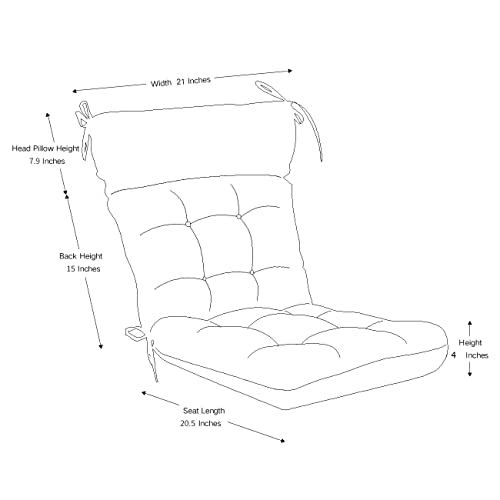 QILLOWAY Indoor/Outdoor High Back Chair Cushion,Spring/Summer Seasonal Replacement Cushions.(Marine Blue)