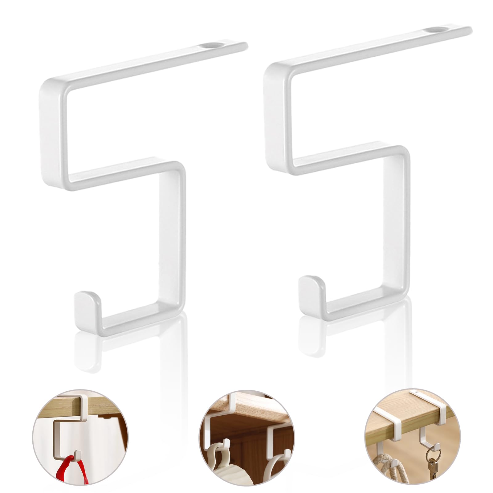 Kwude 2-Pack Aluminium Alloy Nail-Free Hooks for Student Desks, Multi-Purpose Office Bag and Clothes Hooks