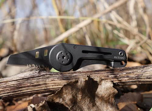 MAXERI World's Smallest All Purpose Pocket Knife, Premium Heat-Treated Stainless Steel Blade, Micro Slim Minimalist Design, Ideal Every Day Carry (Serrated Blade)