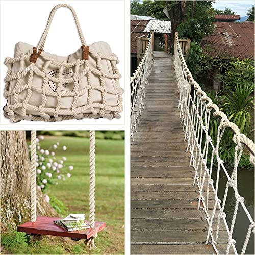 Twisted Cotton Rope (1 in x 10 ft) Natural Thick White Rope for Nautical, Landscaping, Railings, Hammock,Home Decorating