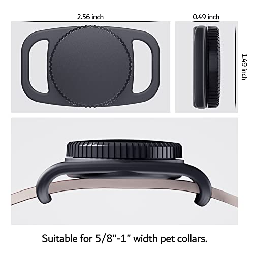 PZOZ Waterproof Airtag Dog Collar Holder (2 Pack) for Apple AirTag, Plastic & Silicone Pet Collar Case Anti-Lost Air Tag Cover Holder for Cat Dog GPS Tracker