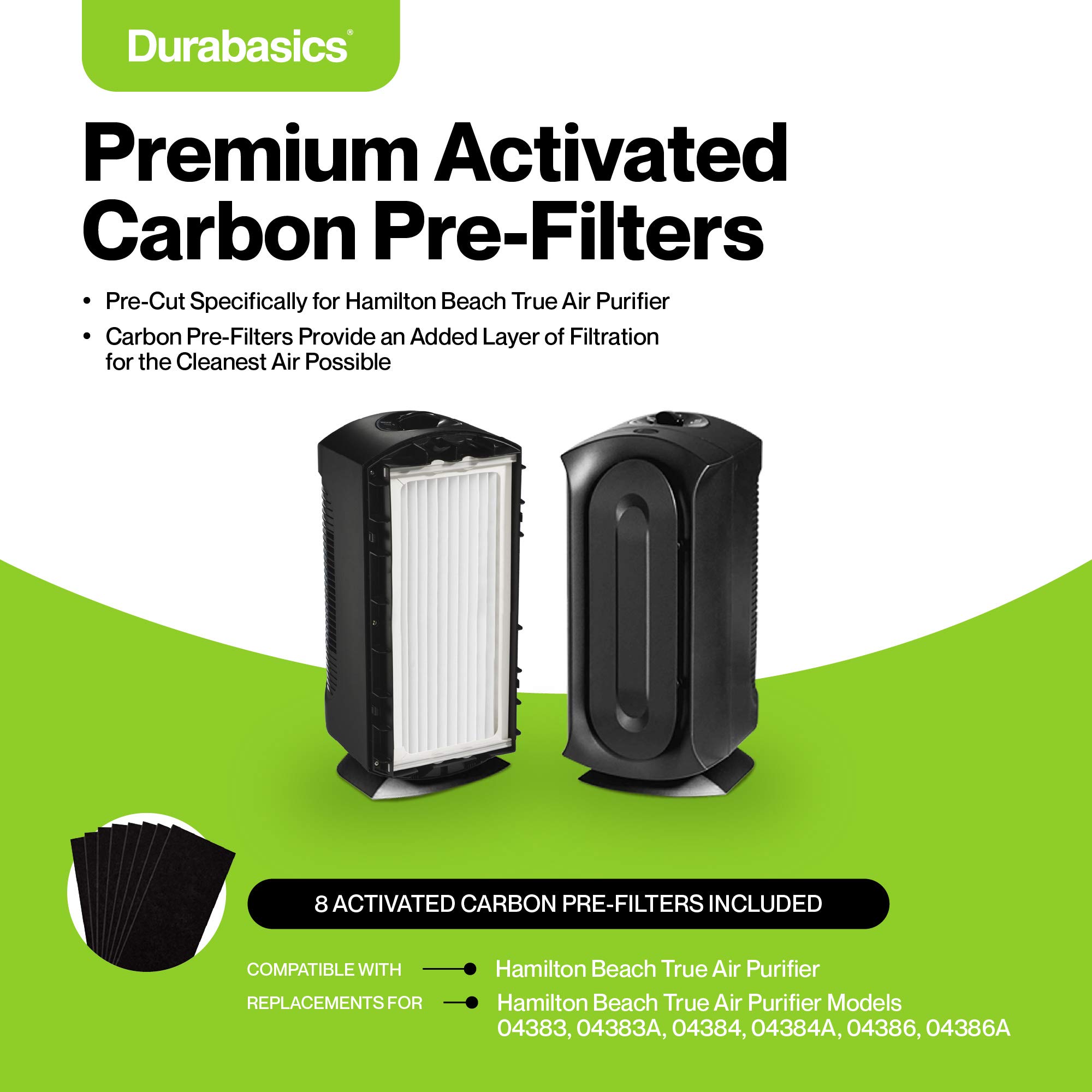 Durabasics 8 Pack Pre-Filters Compatible with Hamilton Beach True Air Filter Replacement for Hamilton Beach True Air Purifier | 8 Hamilton Beach Air Filter Replacements for Hamilton Beach Air Purifier