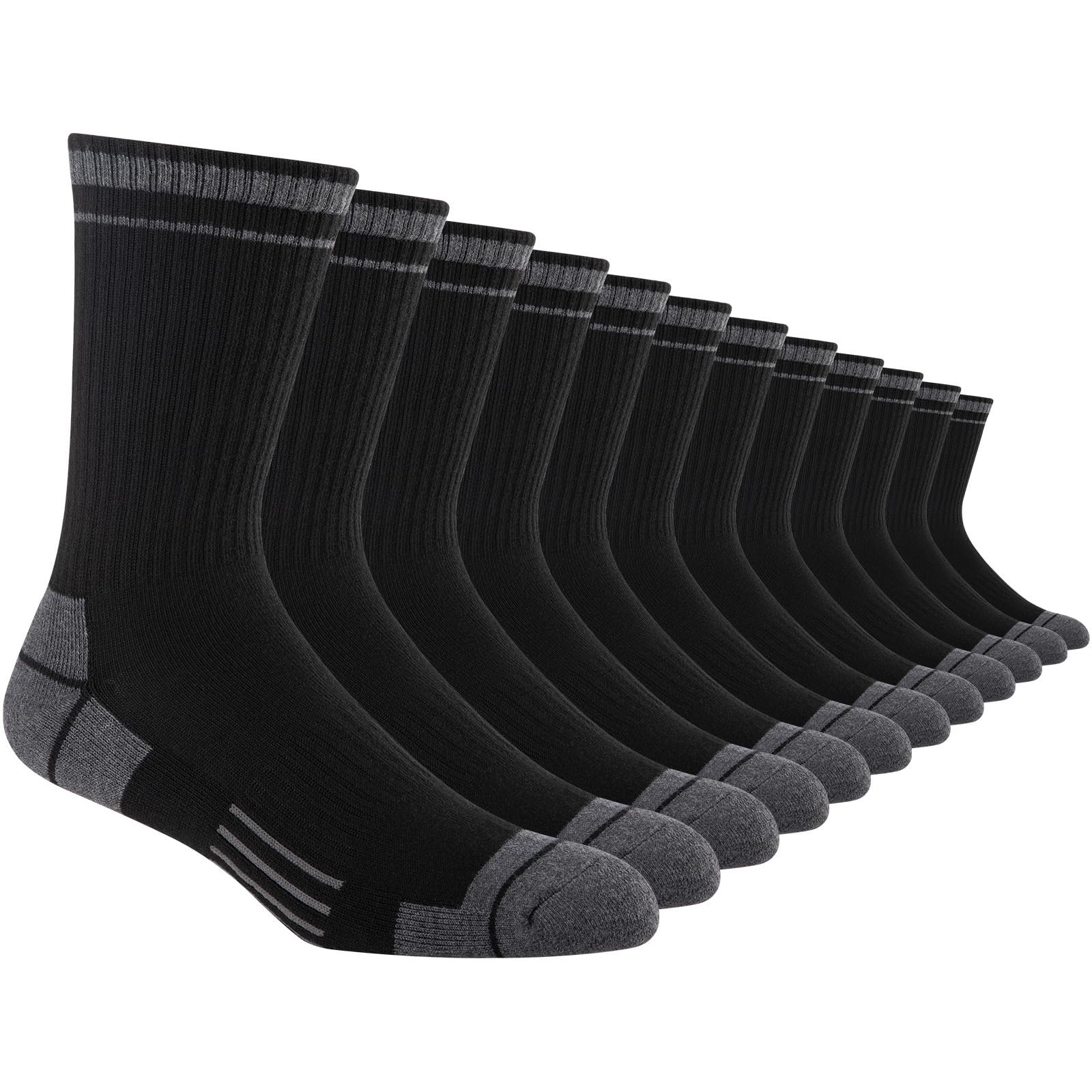 COOPLUS Mens Crew Socks for Athletic Work Running, Max Cushioned Boot Calf Sock for Cold Weather (6 Pairs)