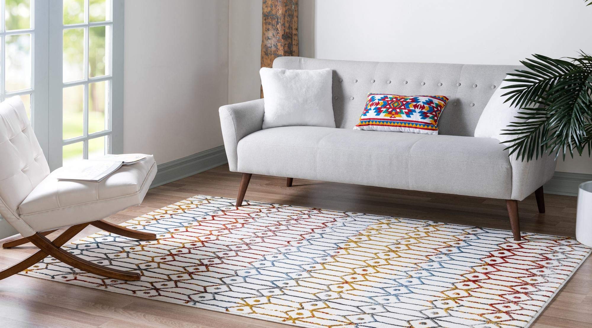 Rugs.com Lattice Trellis Collection Rug β 8' x 10' Multi Low-Pile Rug Perfect for Living Rooms, Large Dining Rooms, Open Floorplans