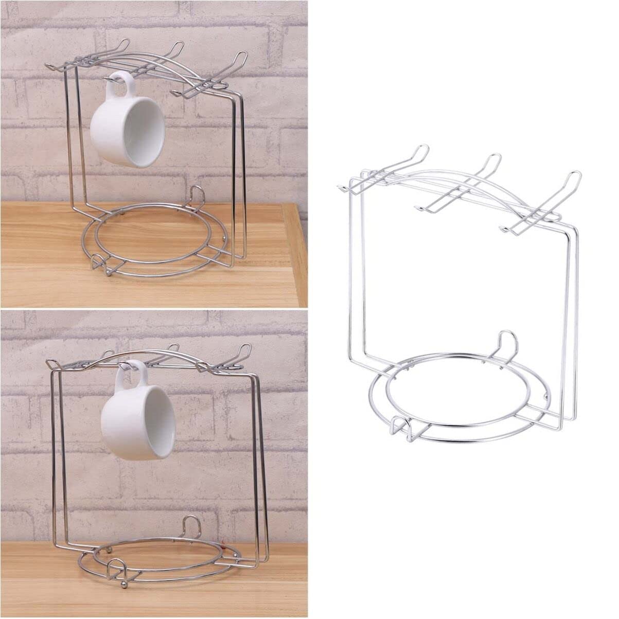 Lurrose Coffee Cups Holder Stand Cup Plate Organizer Metal Mug Tree Cups Coffee Mug Tree Holder Coffee Cup Display Hanger Rack Organizer