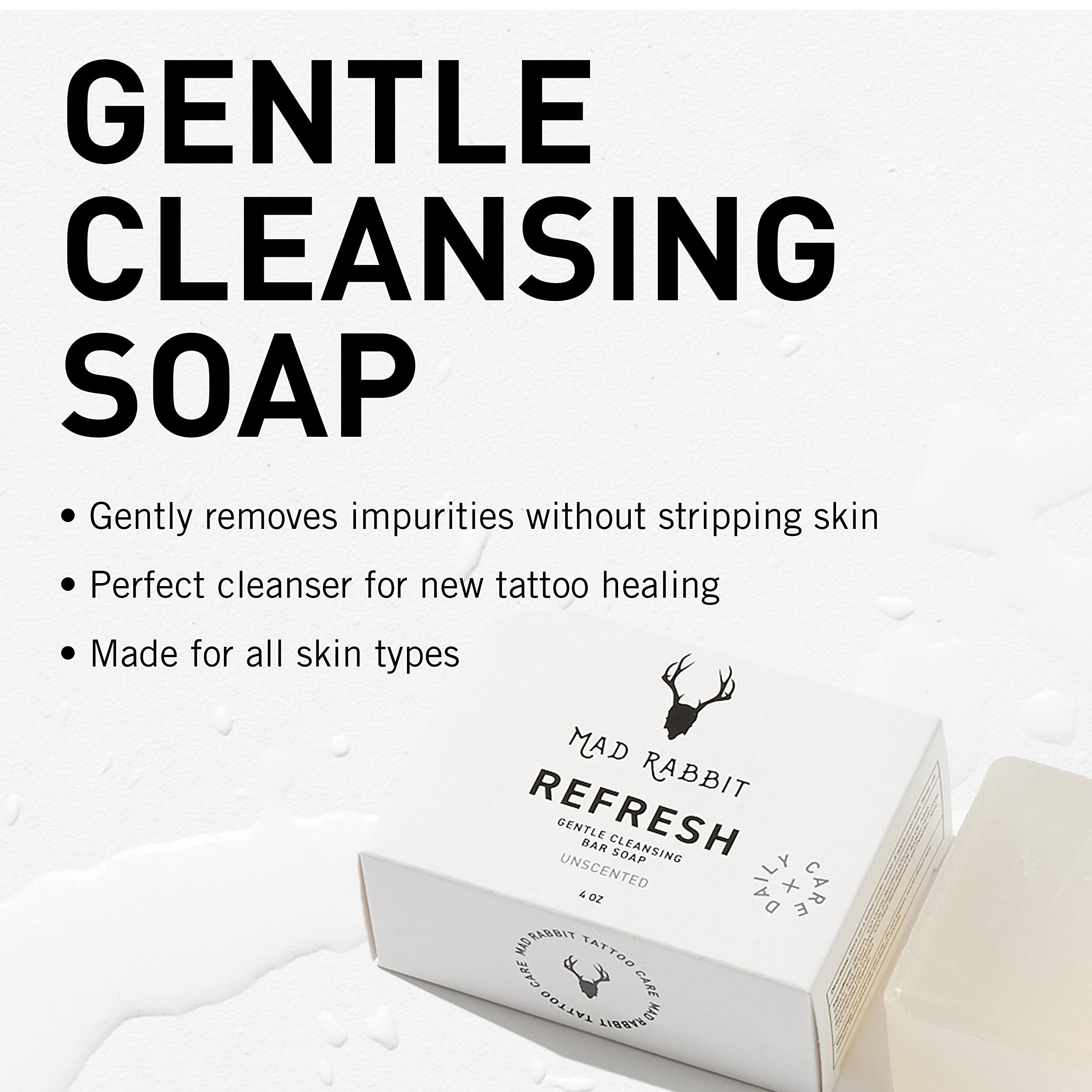 Mad Rabbit Refresh Gentle Coconut Based Cleansing Soap, 2 Pack - Tattoo Aftercare, Cleansing Ingredients, Made For All Skin Types, New Tattoo Healing & Hydrating Formula