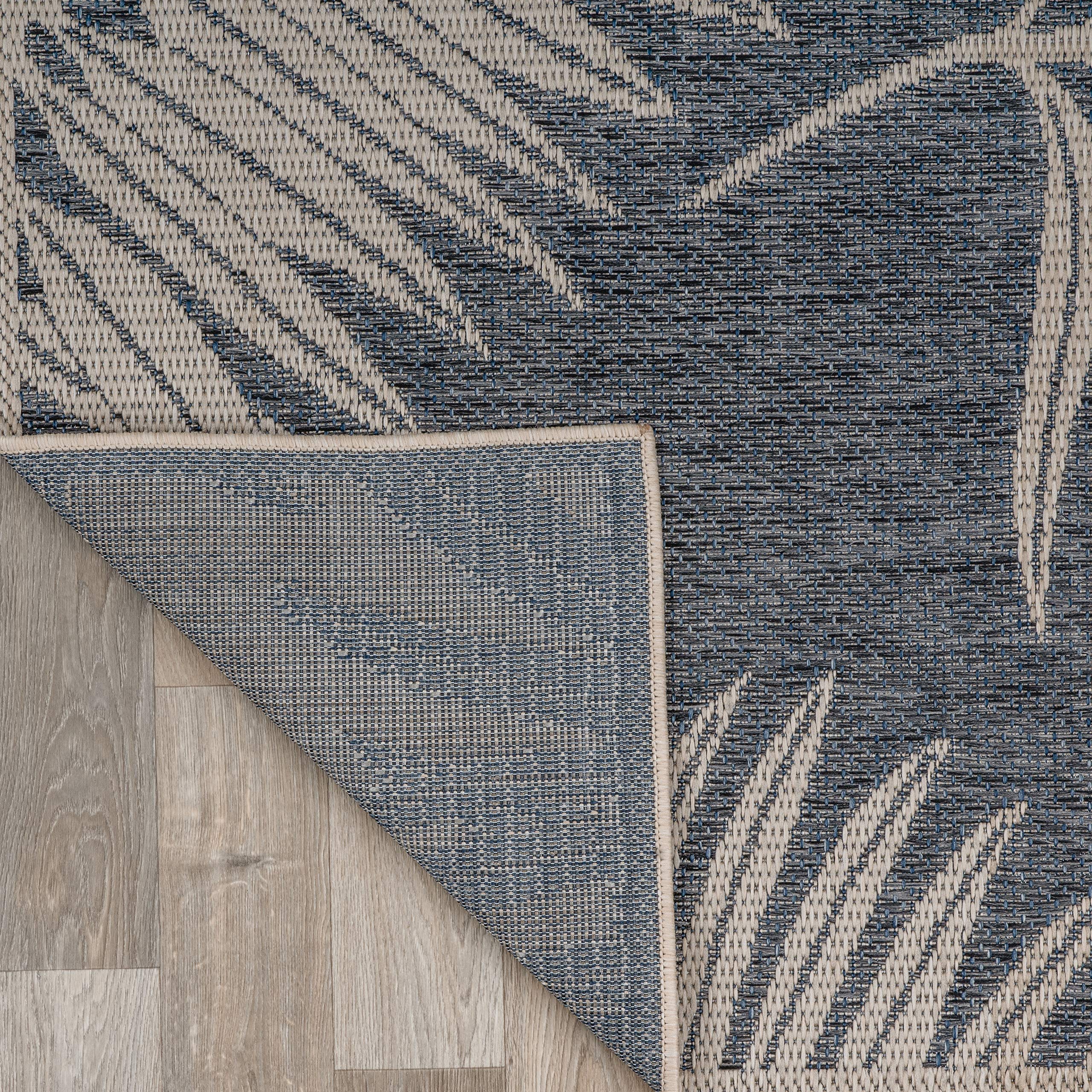 Rugshop Leaf Design for Patio Rugs,Deck Rugs,Balcony Rugs Indoor/Outdoor Area Rug 7'10" x 10' Blue