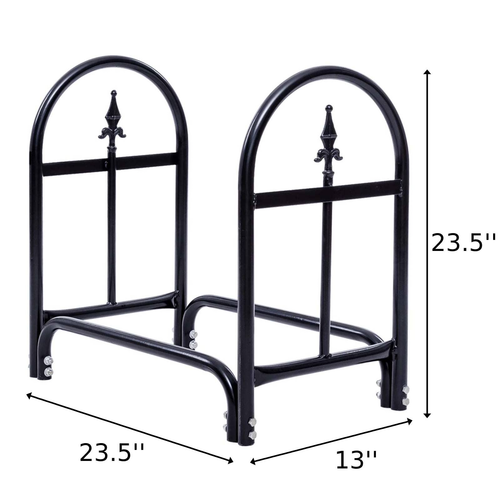 Happytools Firewood Rack, 24 Inch Fireplace Wood Storage Stand for Indoor and Outdoor, Heavy Duty Steel Fire Log Stacker Holder for Stove Fire Pit Fireplace (Single Head, 2 FT) Black