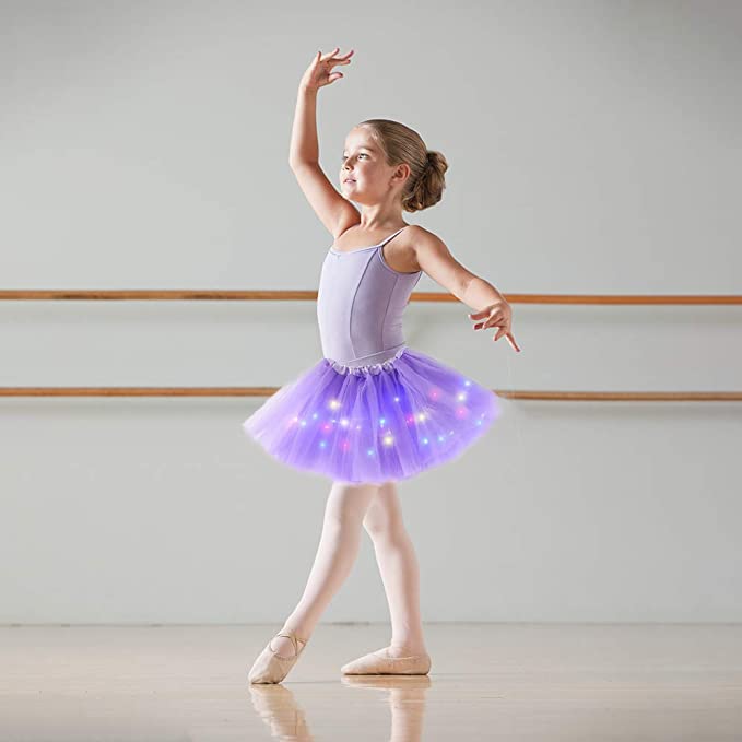 Girl Tutu Skirts, 2-8 Years Baby Girls Light Up LED Tutu Skirt Magic Light Princess LED Dancing Skirt Tulle Ballet