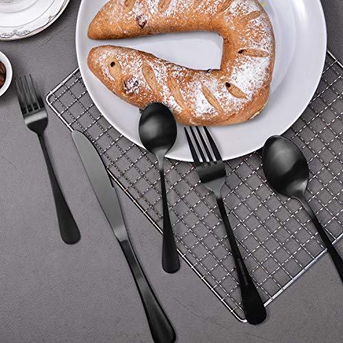 Matte Black Silverware Set Serve for 8, 40 Pieces Heavy Stainless Steel Flatware Set Utensils Cutlery Tableware Set Including Steak Knife Fork and Spoon, Gift Package for Wedding Housewarming