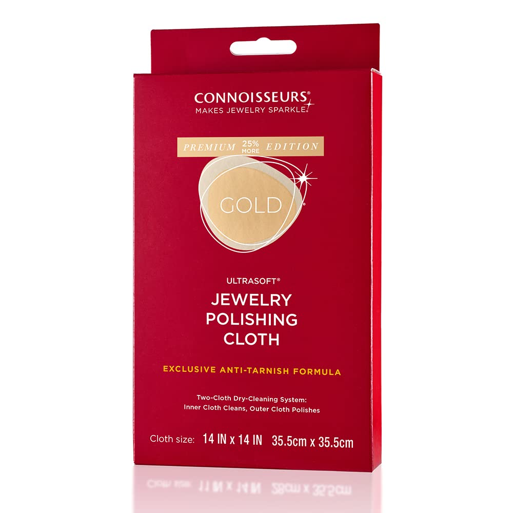 CONNOISSEURS Premium Edition Ultrasoft Gold Polishing Cloth with Anti-Tarnish, Large Value Size 14x14 Inches