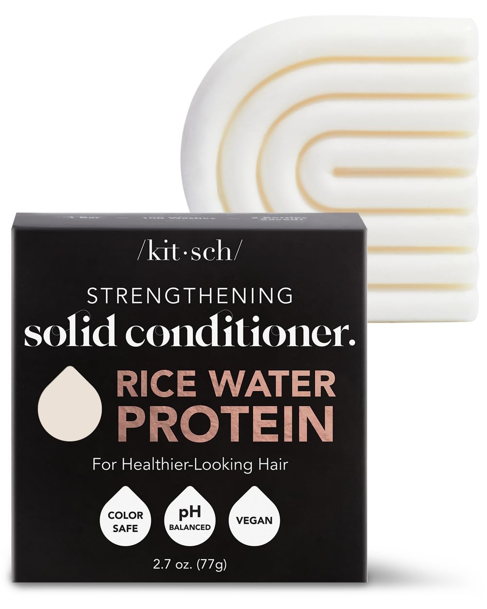 Kitsch Rice Water Protein Conditioner Bar for Hair Growth & Strengthening | Made in US | Eco-Friendly Cleansing and Moisturizing Rice Conditioner Bar | Paraben Free | Sulfate free, 2.7 oz (2 pack)